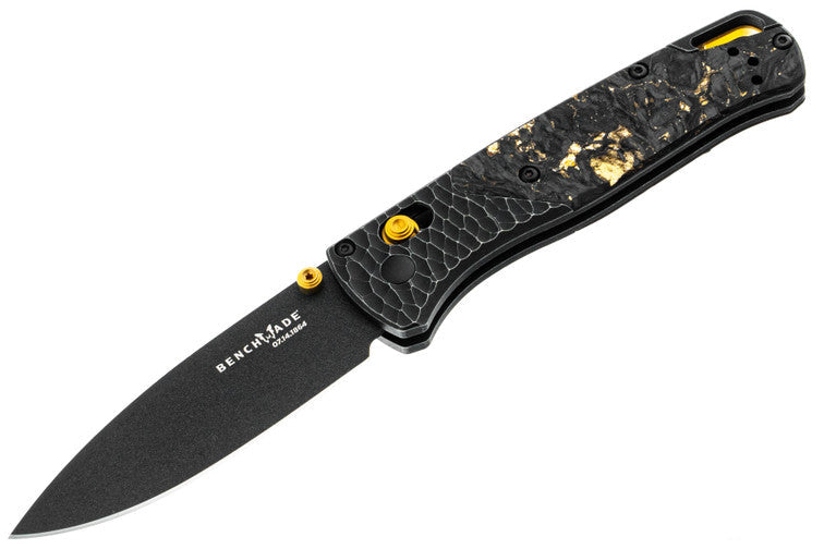 Benchmade Bugout Gold Class - Titanium Bolsters - Drop Point Blade ...